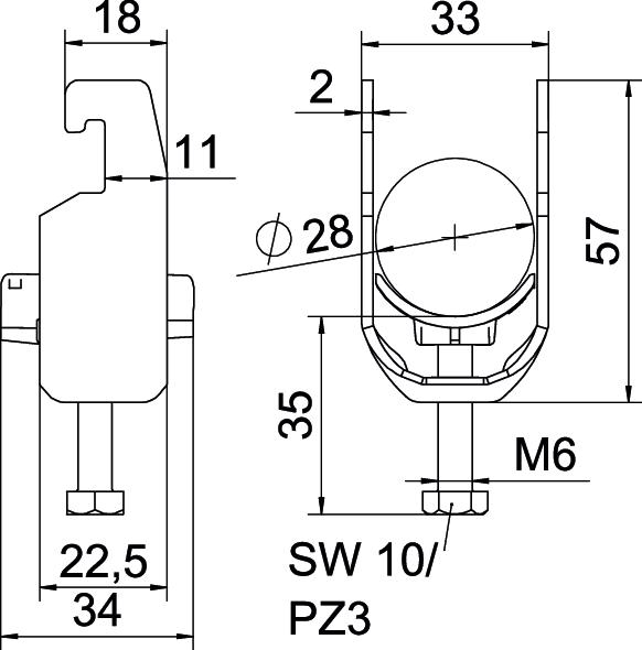 Vienguba apkaba, U formos kojelė, su plastikine prispaudimo plokštele ...